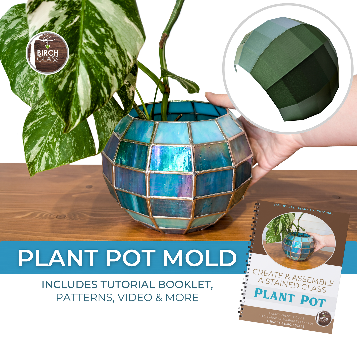 PLANT POT MOLD & TUTORIAL BOOKLET | Stained Glass - Birch Glass